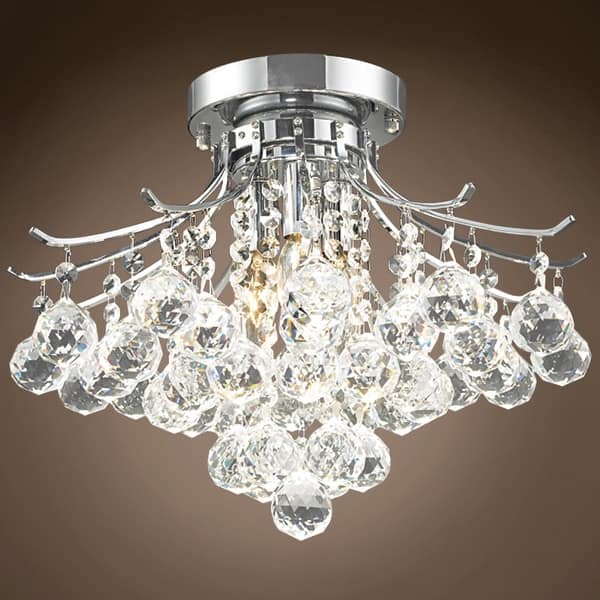 Contour 3 Light 16" Chrome Flush Mount With Clear European/Swarovski Crystals - 12.00 - Bed Bath ...